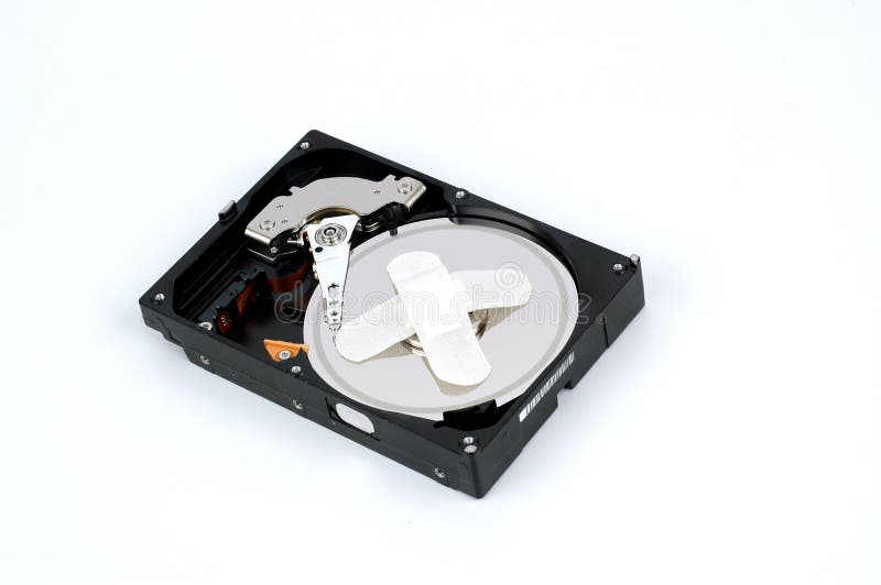 Close Up of Opened Hard Disk Drive Stock Photo - Image of chip ...