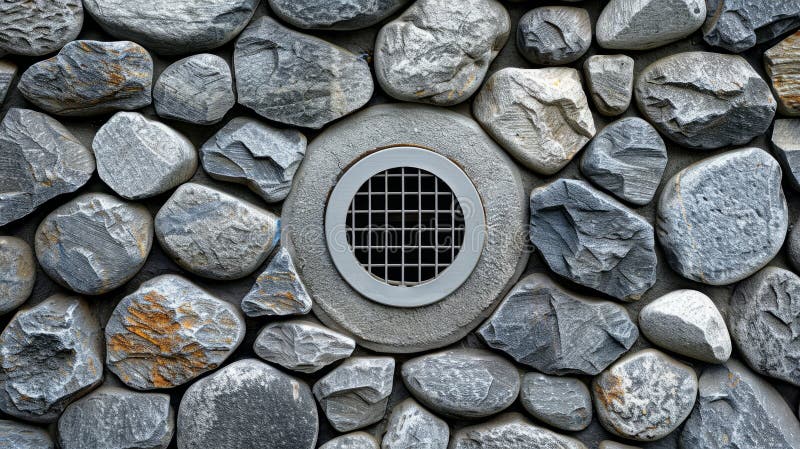 Close Up of Modern Pebble Dashed Wall with Circular Vent Cover Stock ...