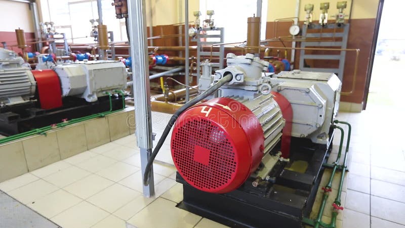Close-up of a Modern Powerful Compressor with Pipelines in a Large ...