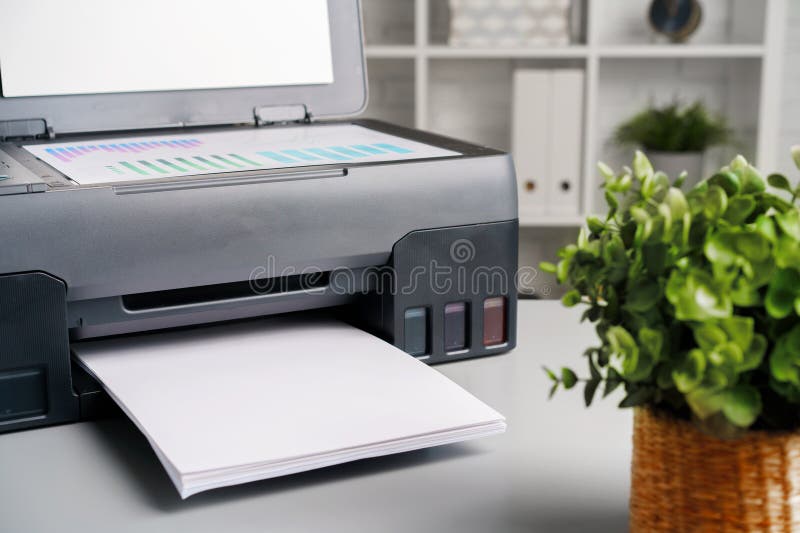 Close Up of Modern Printer in the Office Stock Image - Image of digital ...