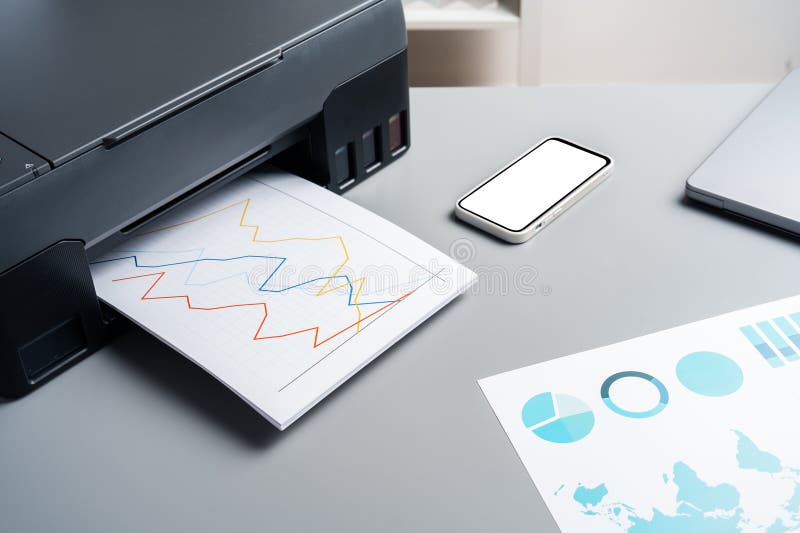 Close Up of Modern Printer in the Office Stock Image - Image of digital ...