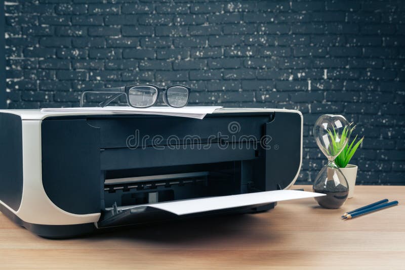 Close Up Modern Printer Screen in Office Stock Image - Image of ...