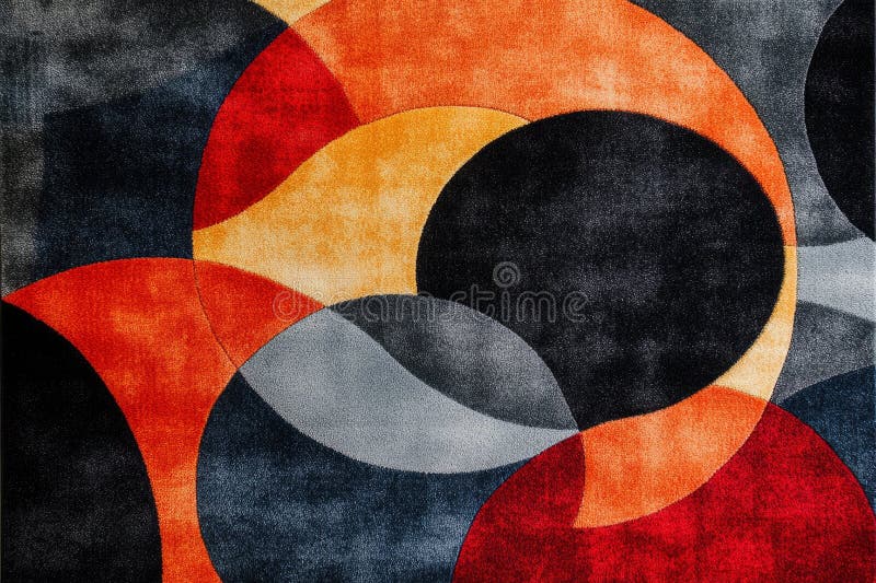Close-up of a Modern Rug Featuring Overlapping Geometric Shapes in ...