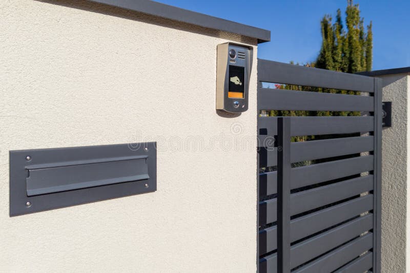 Modern Security Gate with Video Intercom Stock Illustration ...