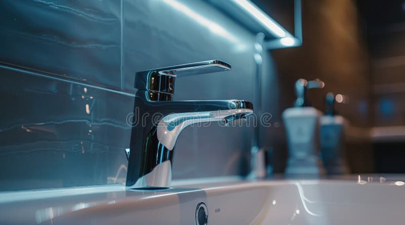 A Close-up of a Modern Sensor Tap in a High-quality Bathroom Setting ...