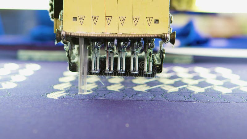 Close Up of Modern Sewing Machine Doing Stitching Model on Fabric Stock ...
