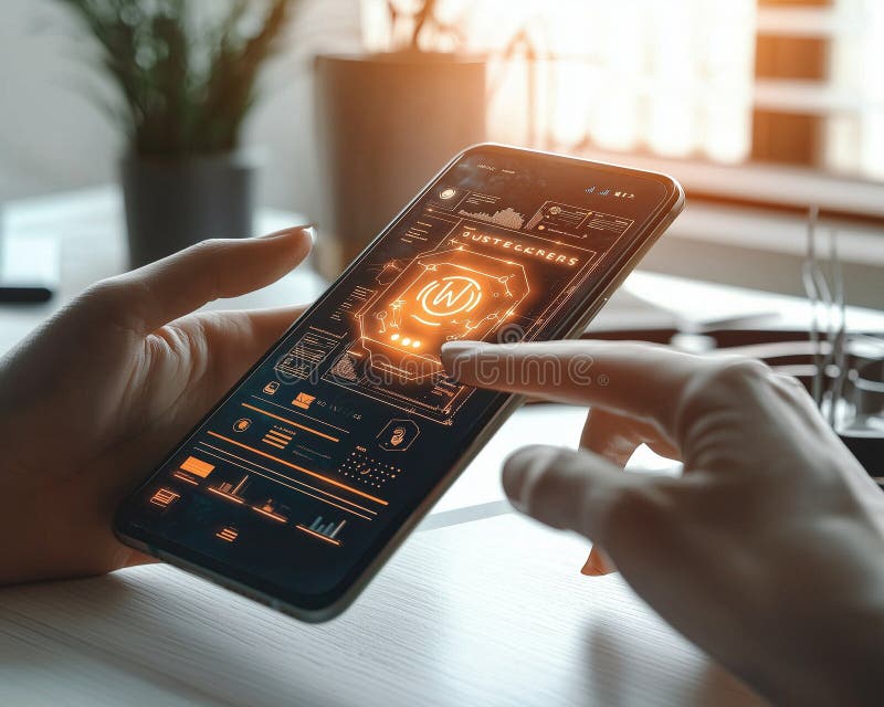 Futuristic Ai Assistant Interface on Smartphone Screen Stock ...