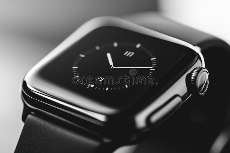 Close-up of a Modern Smartwatch Showcasing a Sleek Monochrome Watch ...