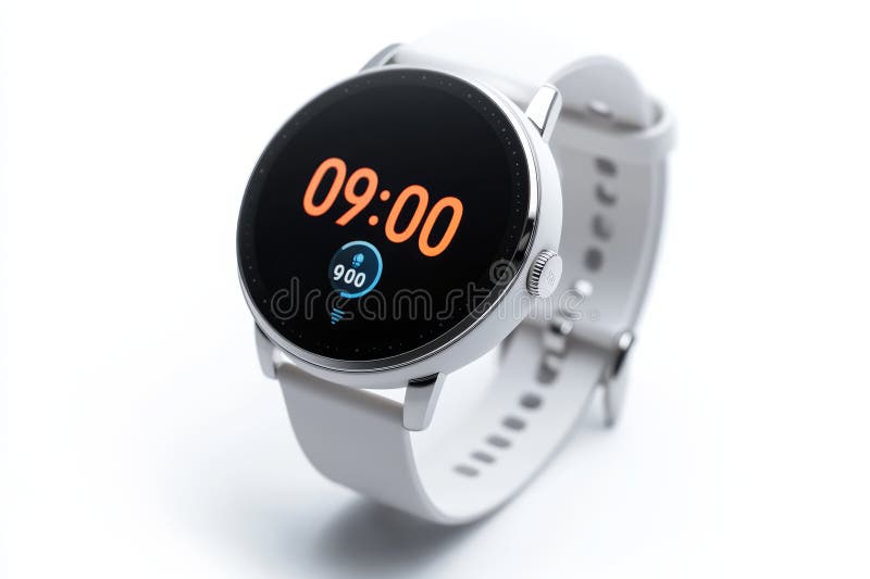 Close Up of Modern Smartwatch with White Band Stock Image - Image of ...