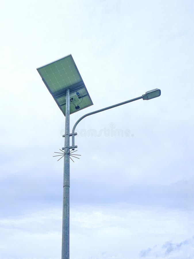 Close-up of a Modern Solar Panel Street Light. Stock Photo - Image of ...