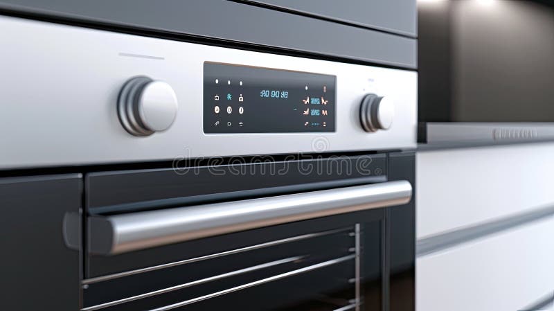 Close-up of a Modern Stainless Steel Oven with a Digital Display, a ...
