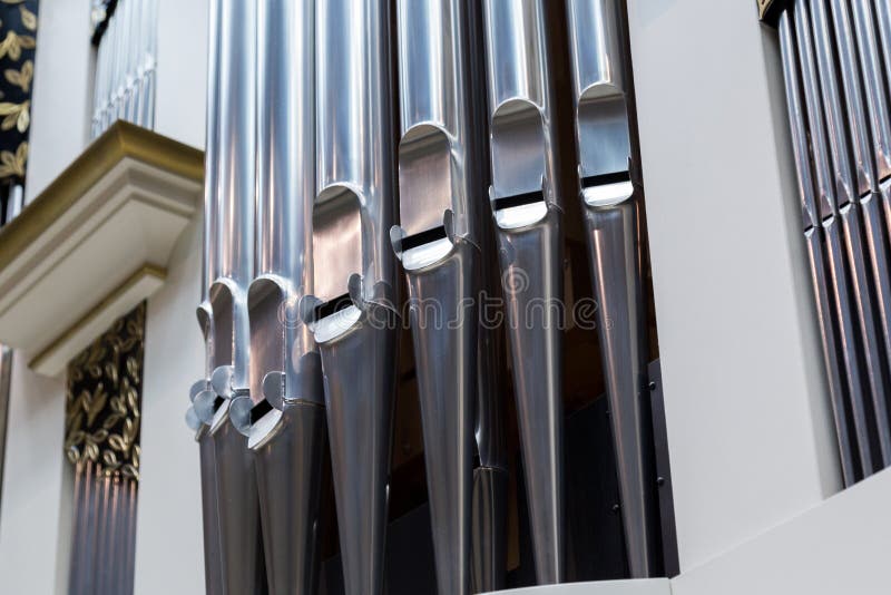 Close-up of Modern Steel Organ Pipe Stock Photo - Image of neat ...