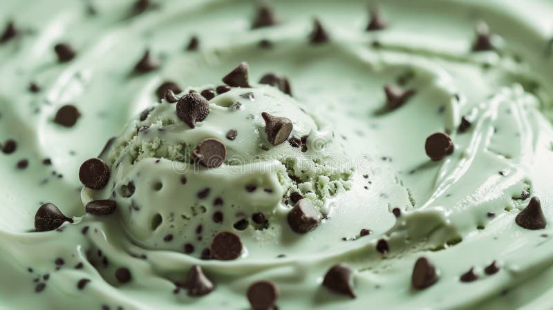 Close-Up of Modern Style Mint Ice Cream with Chocolate Chips Stock ...