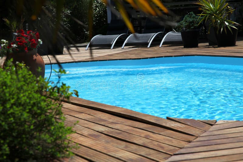 Close-up of Modern Swimming Pool Stock Photo - Image of modern, deck ...