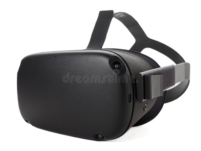 Close-up of a Modern VR Helmet Isolated on a White Background. Side ...