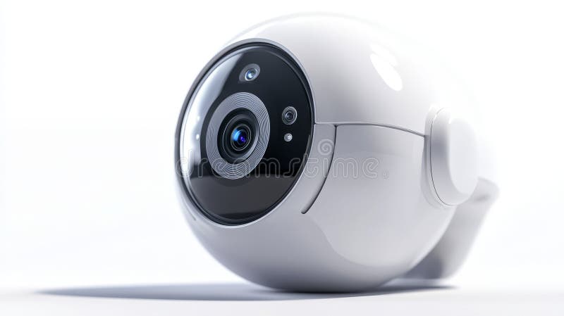Modern White Security Camera with Sleek Design Stock Illustration ...