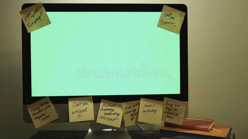 Close Up of Modern Working Place with a Chromakey Screen Computer ...