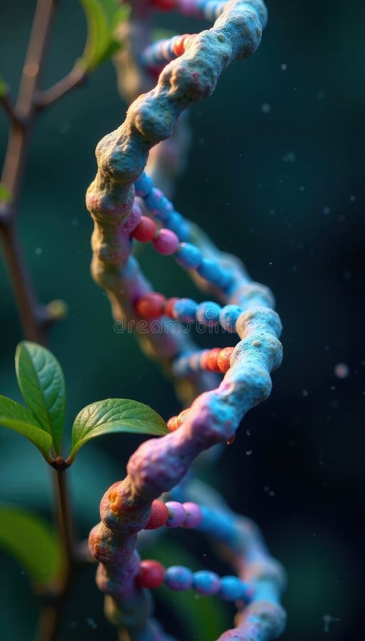 Close-up of Modified Plant DNA Sequence within Futuristic Digital ...