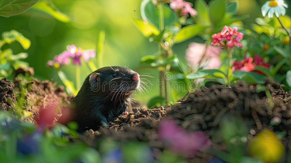 Close-up of a Mole Burrowing. Selective Focus Stock Image - Image of ...