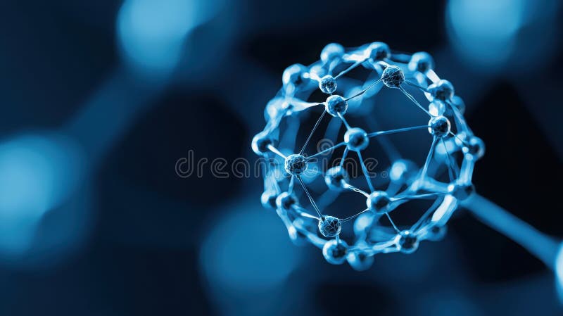 Close-up of Molecular Structure with Blue Background and Soft Focus on ...