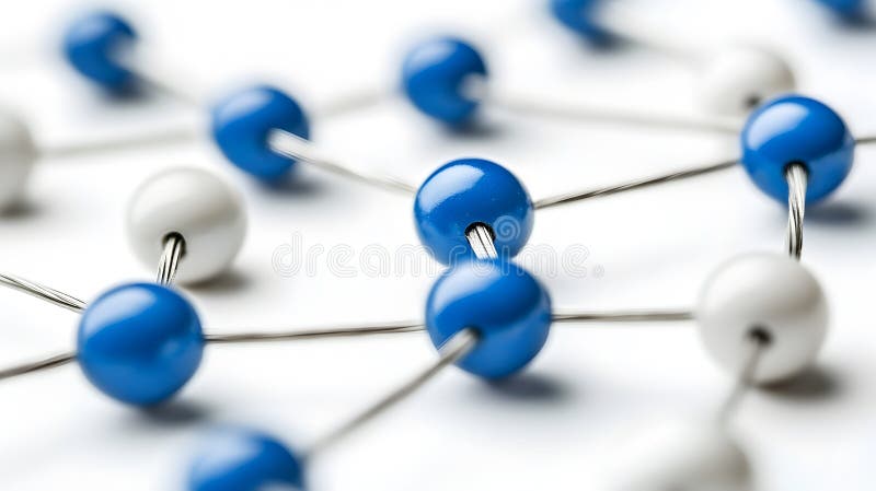 Close-up of a Molecular Structure with Blue and White Beads Stock ...