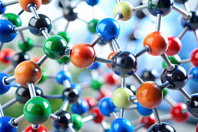 Close Up of Molecular Structure Model Stock Illustration - Illustration ...