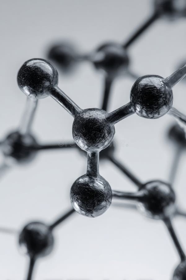 Grayscale Molecular Structure Model Interconnected Metallic Spheres and ...