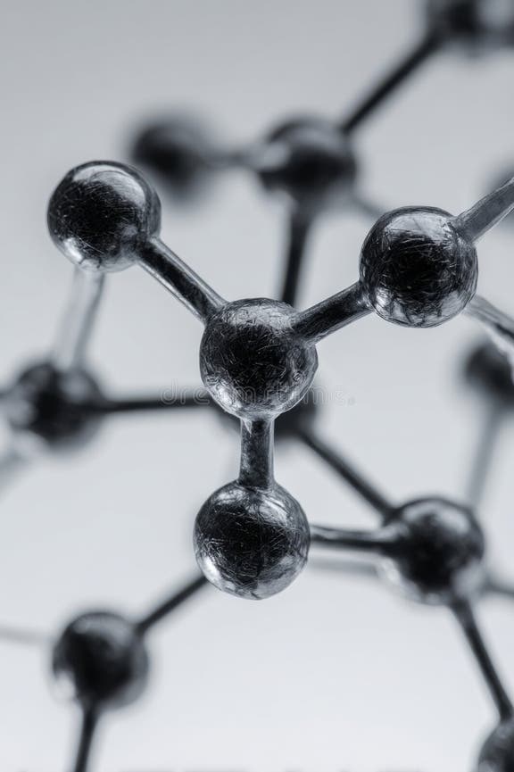 Grayscale Molecular Structure Model Interconnected Metallic Spheres and ...