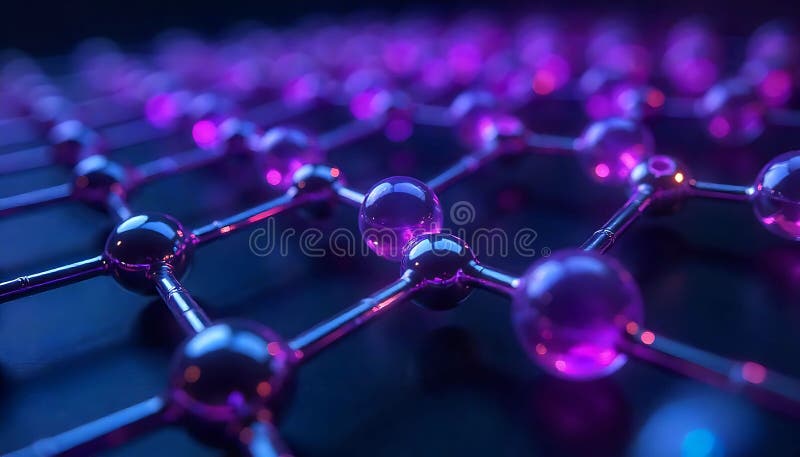 A Close Up of a Molecular Structure with Purple and Blue Lighting on a ...