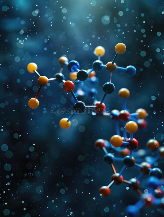 Close Up of a Molecule with a Blue Background Stock Image - Image of ...