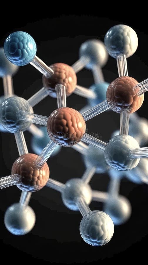 A Close Up of a Molecule with a Blue and Red Ball Stock Illustration ...