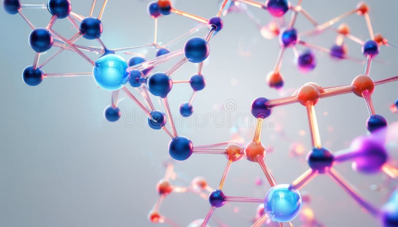 A Close Up of a Molecule Made of Many Atoms Stock Illustration ...