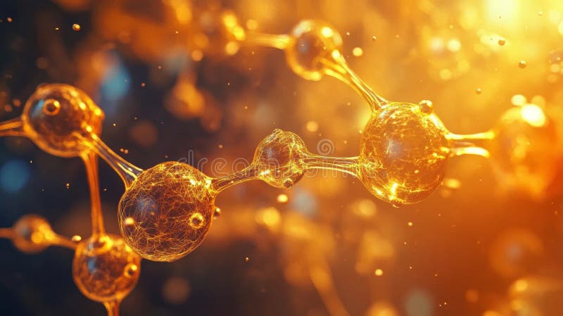 A Close-up of a Molecule in an Orange Liquid Stock Photo - Image of ...