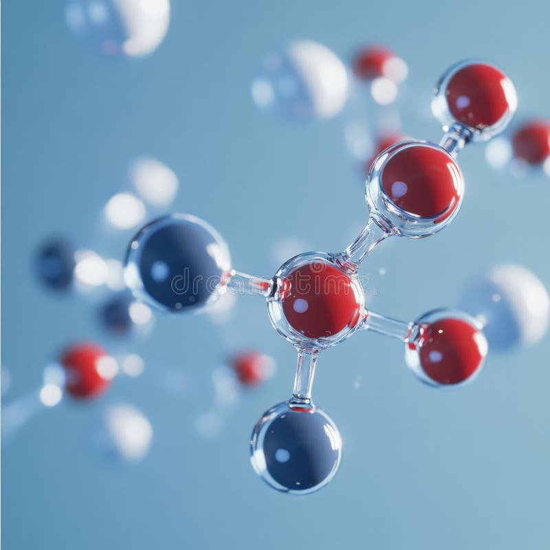 A Close Up of a Molecule with Red and White Spheres Stock Illustration ...