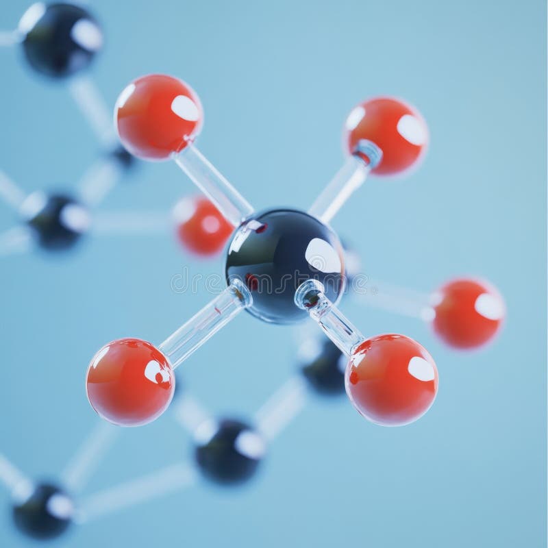 A Close Up of a Molecule with Red and White Spheres Stock Illustration ...