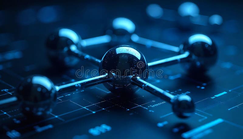 Close Up of a Molecule Structure with Spheres and Connecting Rods on a ...