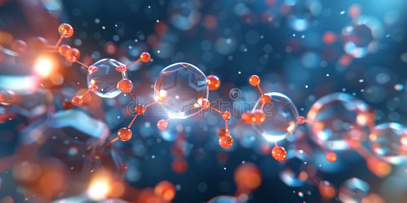 Close-Up of Molecules and Chemical Bonds with Glowing Light Effects ...