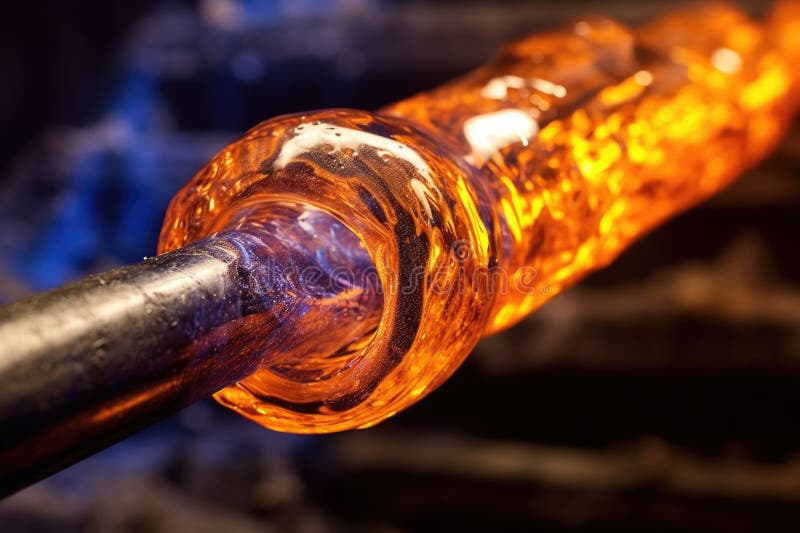 Close-up of Molten Glass on a Blowpipe Stock Illustration ...