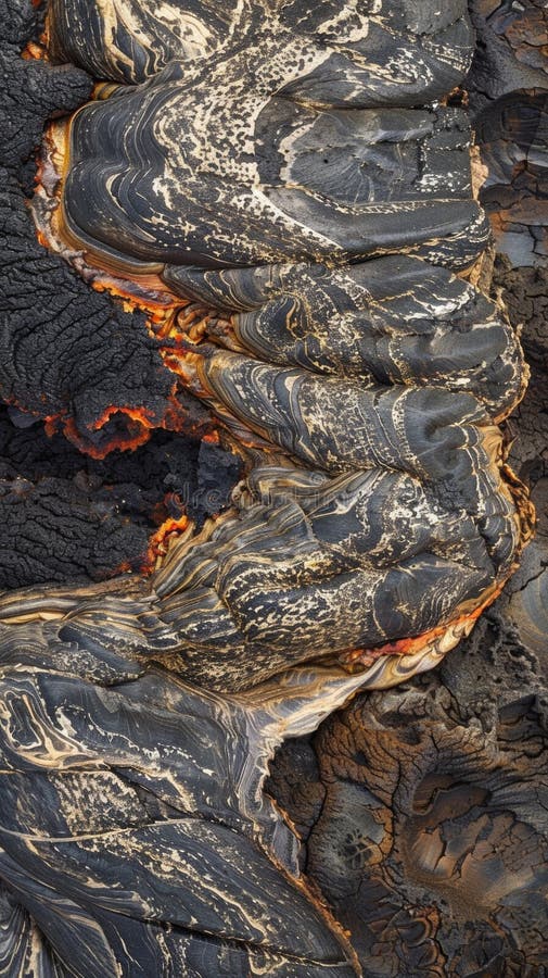 Close-up of Molten Lava Flow Patterns Stock Image - Image of pattern ...