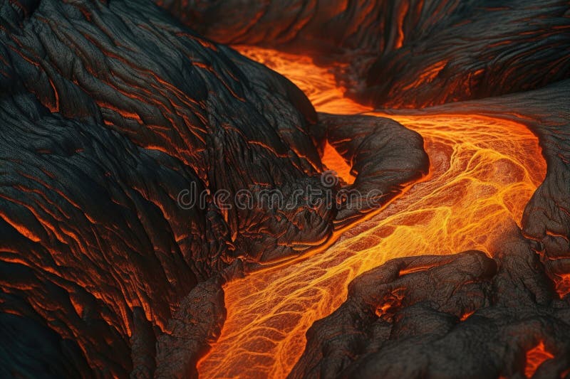 Close-up of Molten Lava Flowing Down a Slope Stock Illustration ...