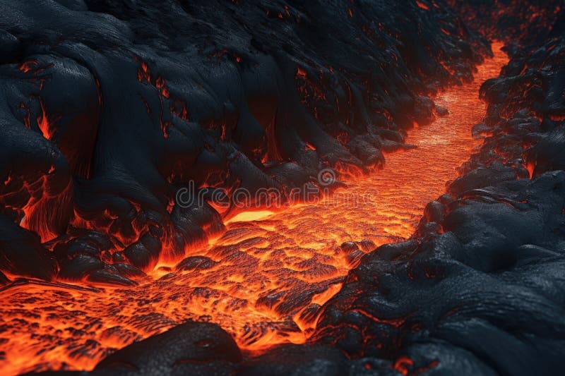 Close-up of Molten Lava Flowing Down a Slope Stock Illustration ...