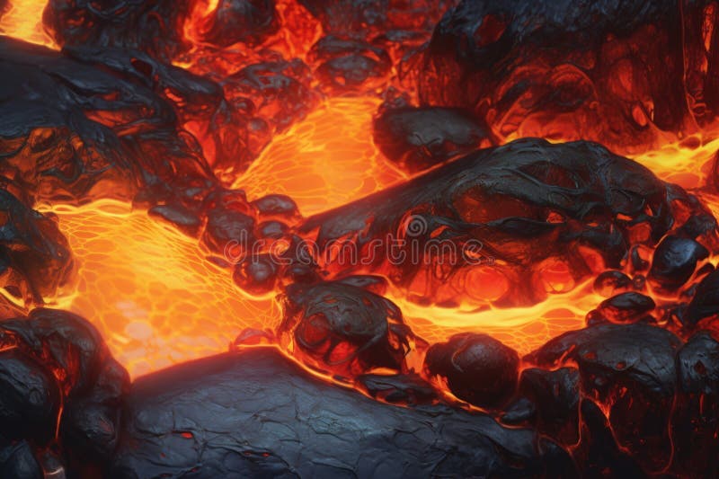 Close-up of Molten Lava and Glowing Rocks Stock Illustration ...