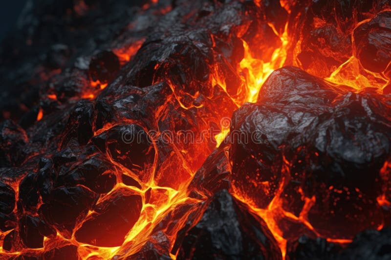 Close-up of Molten Lava and Glowing Rocks Stock Image - Image of fiery ...