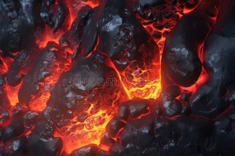 Close-up of Molten Lava and Glowing Rocks Stock Illustration ...