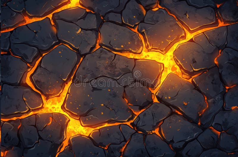 Close-up of Molten Lava Texture with Bright, Fiery Contrast, Capturing ...