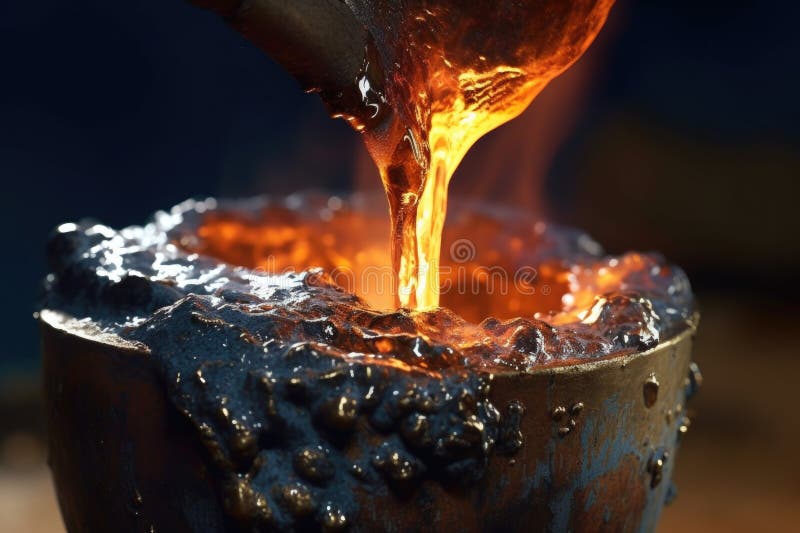 Close-up of Molten Metal Pouring from a Crucible Stock Photo - Image of ...