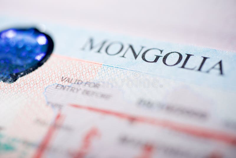 Close-up of Mongolian Customs Visa in a Passport Stock Image - Image of ...