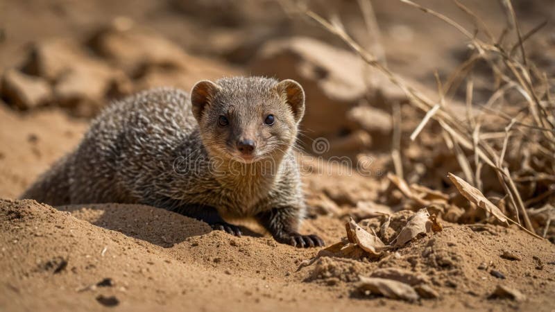 A Close-up of a Mongoose in a Sandy Environment, Showcasing Its Curious ...