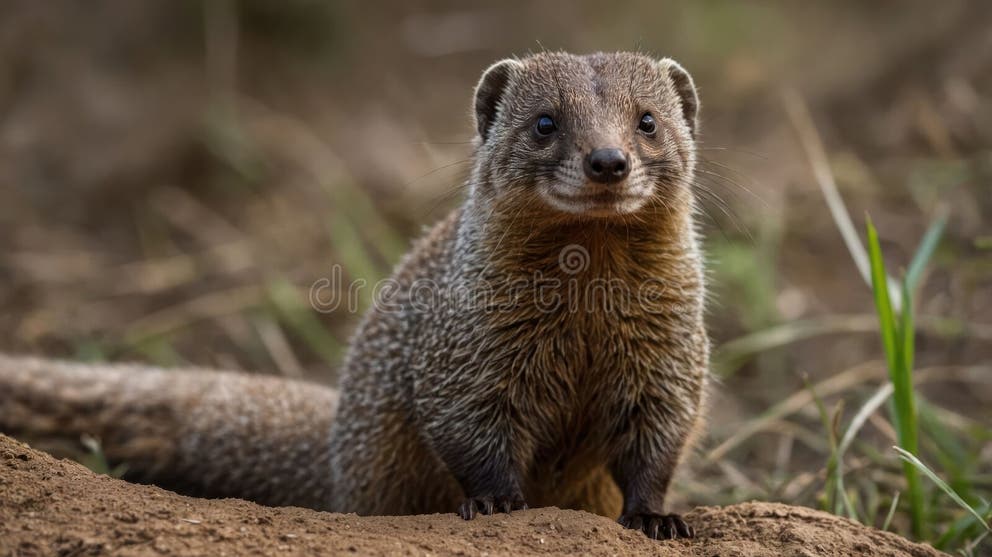 A Close-up of a Mongoose Standing on the Ground, Surrounded by Grass ...