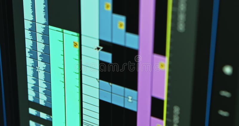 Close-up of a Monitor with a Video Editing Program Interface. Vertical ...